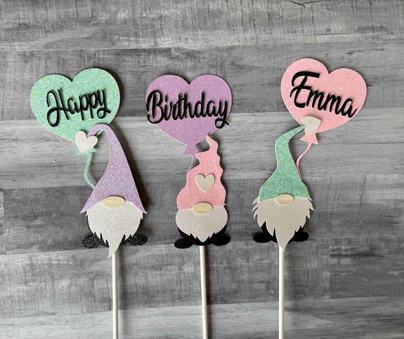 Gnome Birthday Cake Topper 2 or 3 Piece Set Nordic Gnome - Etsy