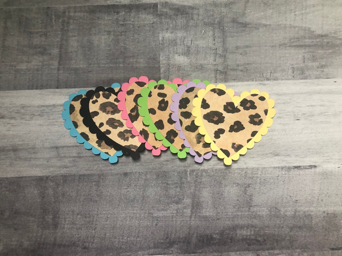 Leopard & Pink Heart Cupcake Toppers Animal Print | Etsy