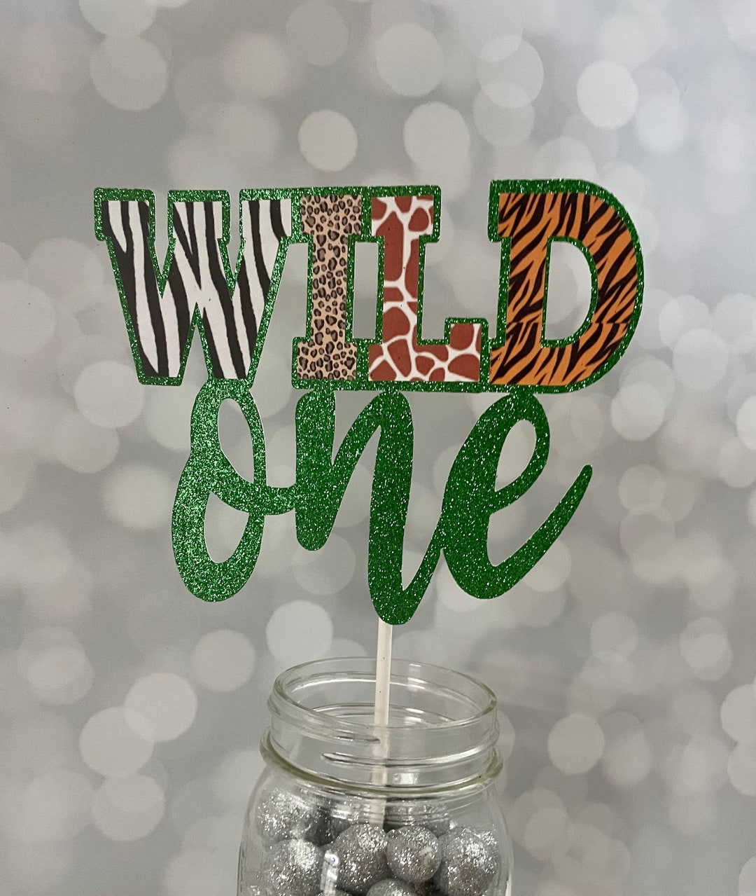 Wild ONE Cake Topper, Smash Cake Prop, Animal Print Cake Decoration ...