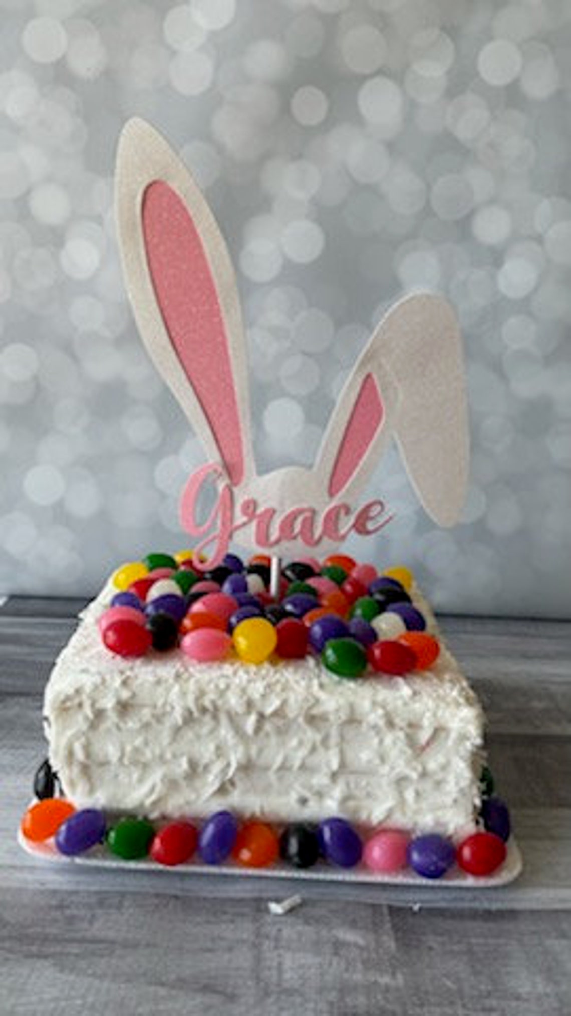 Bunny Ear Cake Topper Personalized Custom Birthday Cake | Etsy