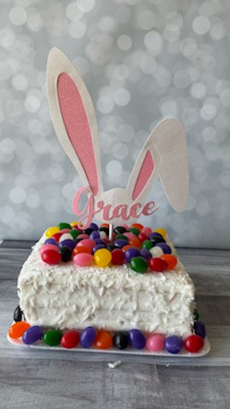 Bunny Ear Cake Topper Personalized Custom Birthday Cake | Etsy