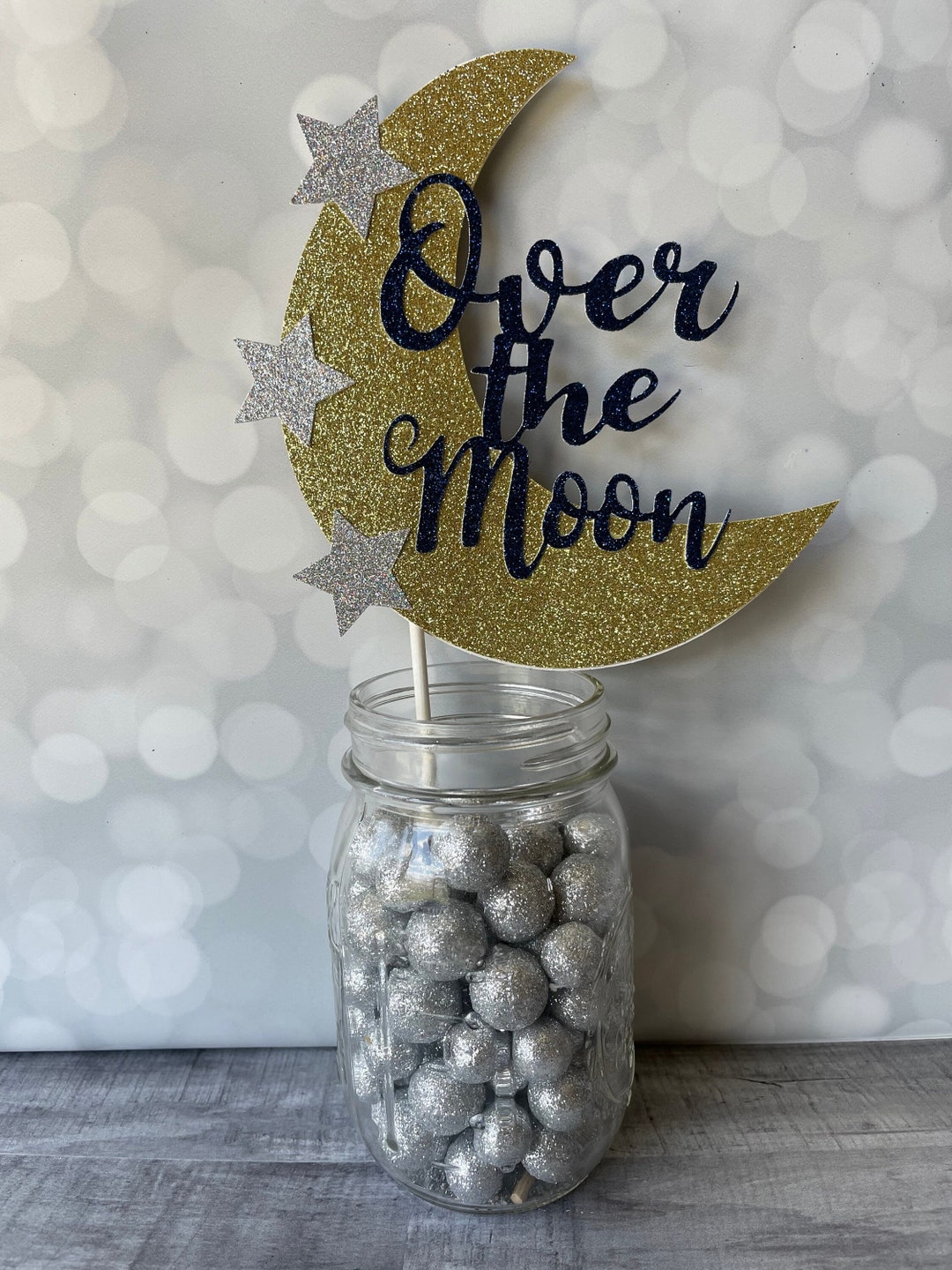 Over the Moon Cake Topper, Stars, Clouds & Moons Baby Shower Theme ...
