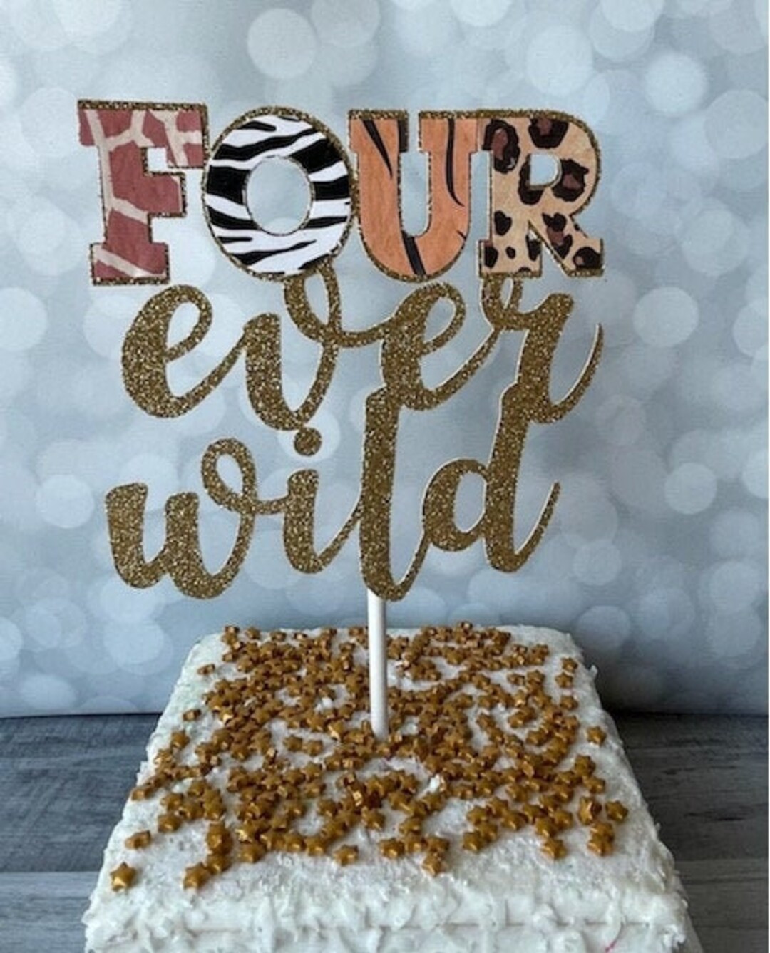 Four Ever Wild Cake Topper, Animal Print Cake Decoration, Jungle Safari ...