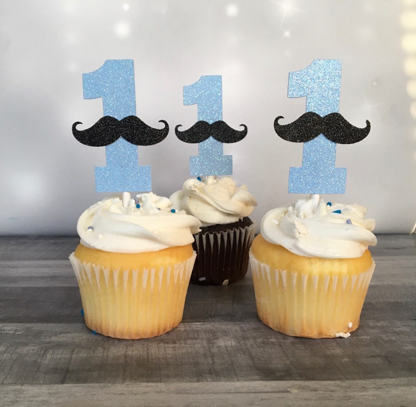 Mustache First Birthday Cupcake Toppers, Mustache Bash Little Man ...