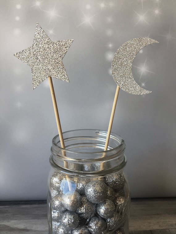 Star & Moon Centerpiece Picks 2 Stars and Moons on - Etsy