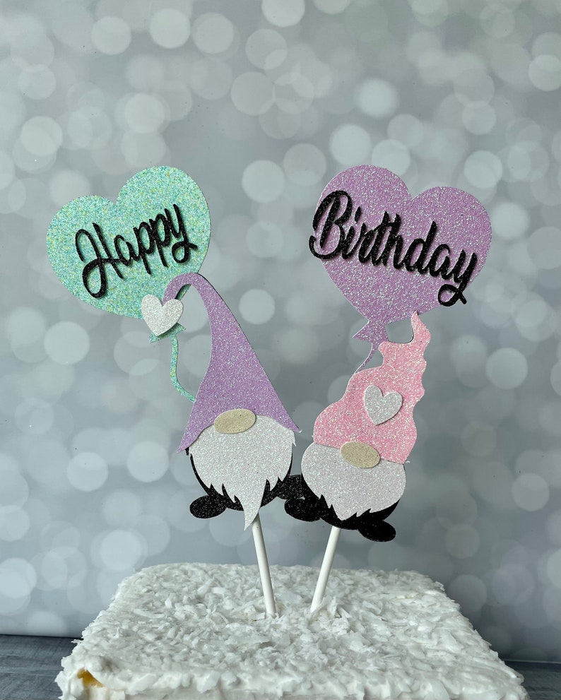 Gnome Birthday Cake Topper 2 or 3 Piece Set Nordic Gnome - Etsy