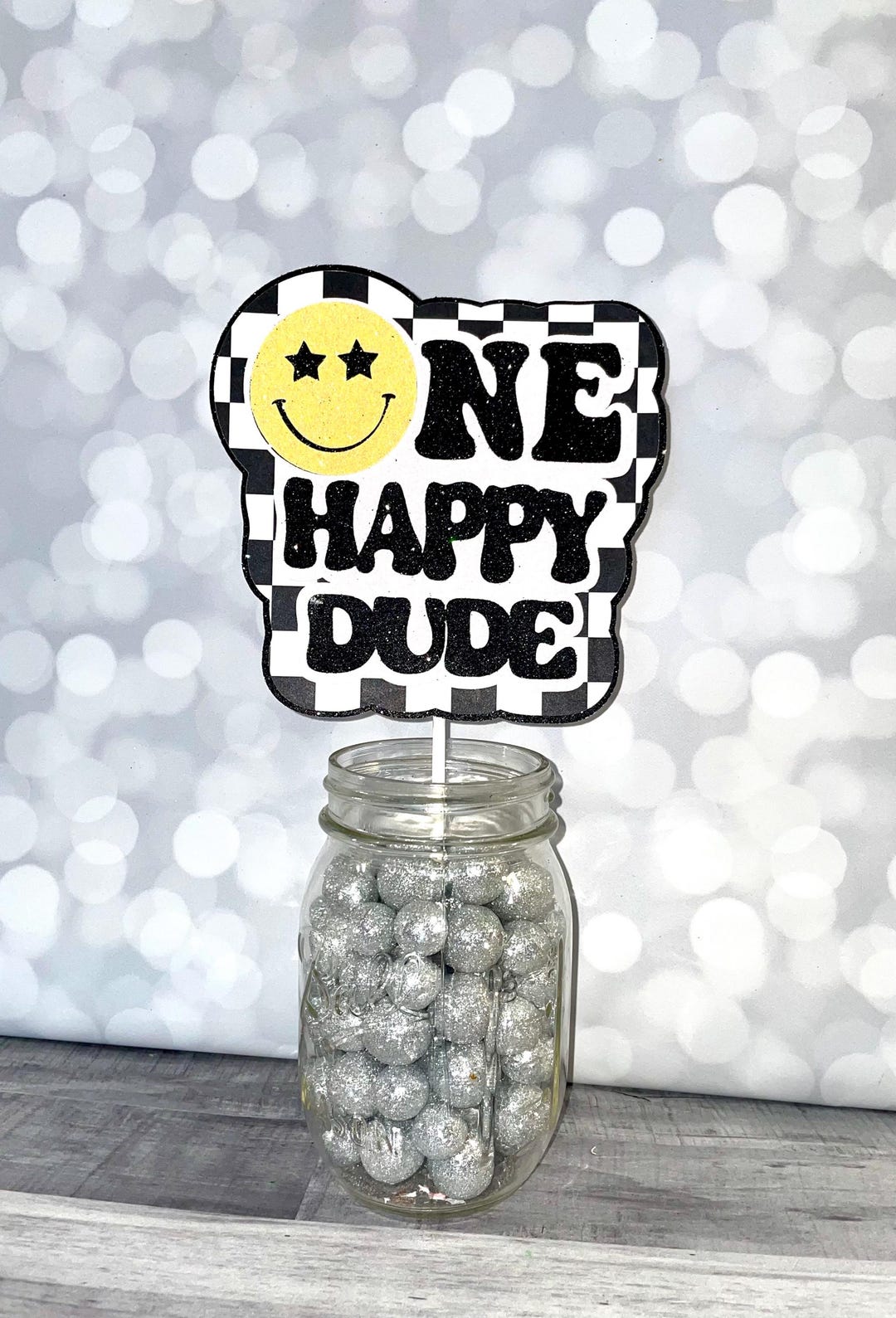 One Happy Dude Smiley Face Cake Topper, Boy 1st Birthday Smash Cake ...