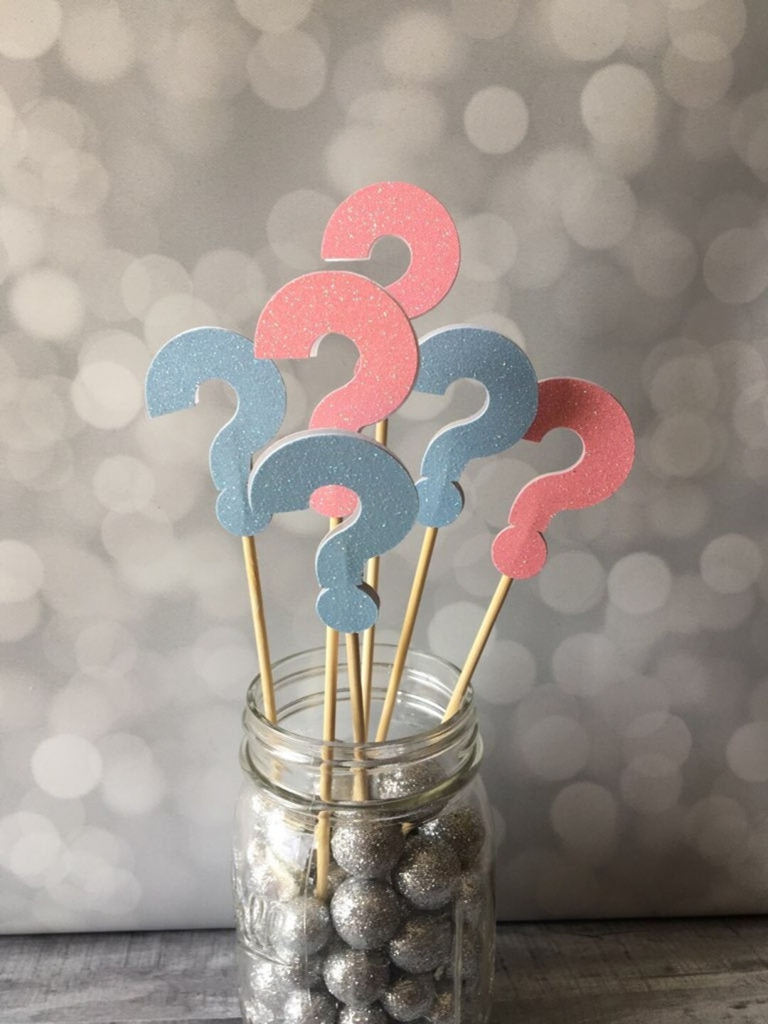Gender Reveal Question Mark Centerpiece Picks, What Will It Be? Baby ...