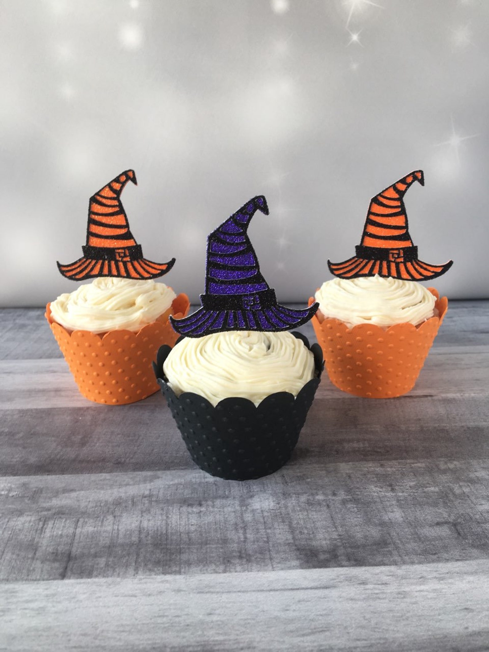 Halloween Cupcake Toppers Halloween Cupcakes Witch Hat - Etsy