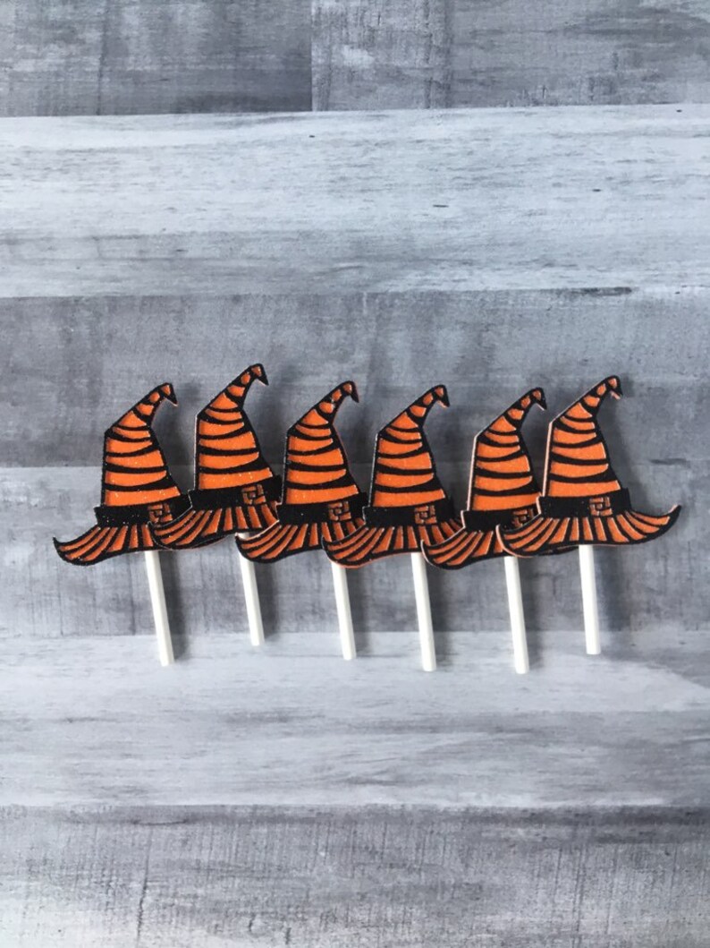 Halloween Cupcake Toppers Halloween Cupcakes Witch Hat - Etsy