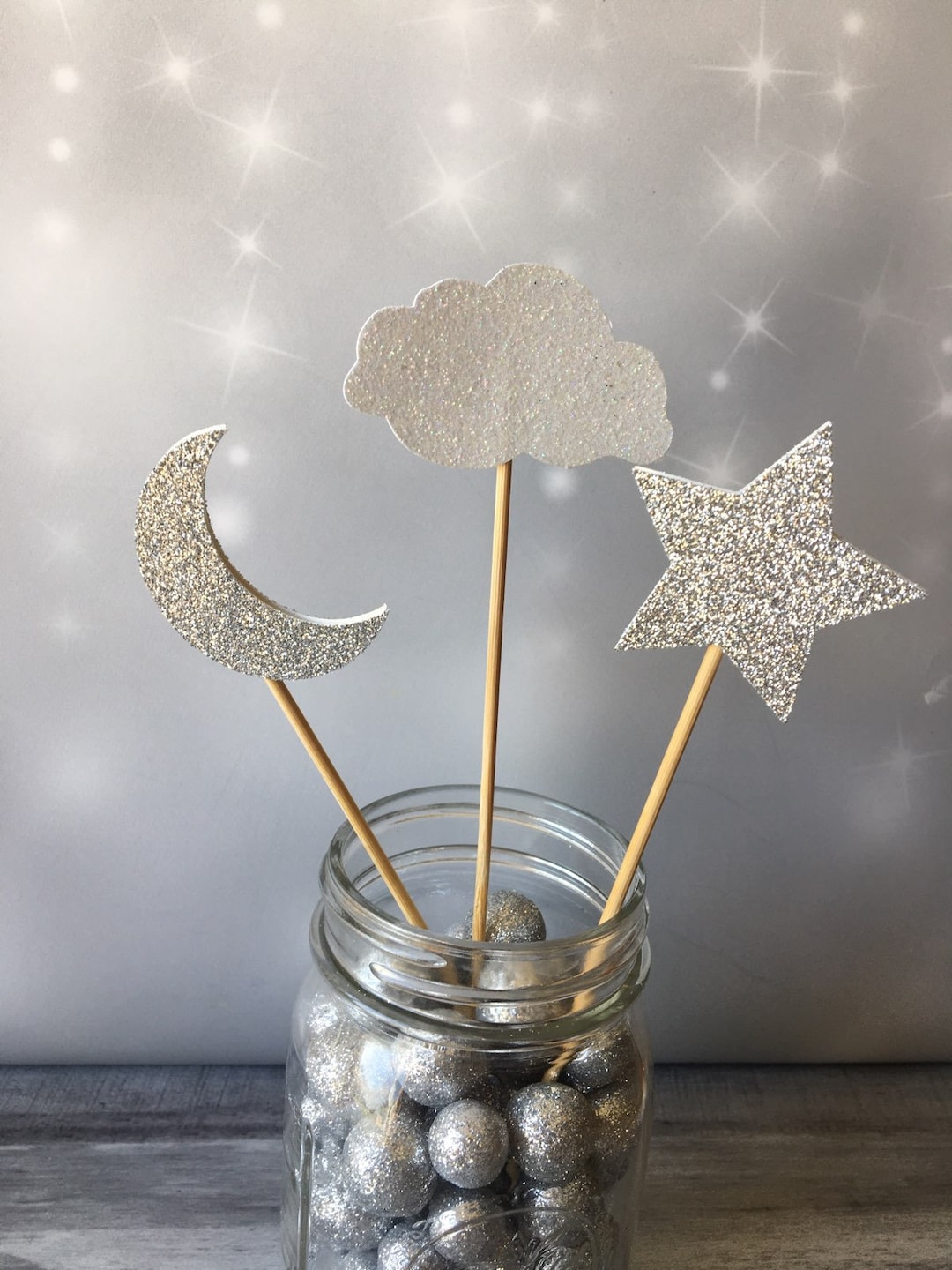 Star, Cloud & Moon Centerpiece Picks, 2" Stars, Clouds and Moons on ...