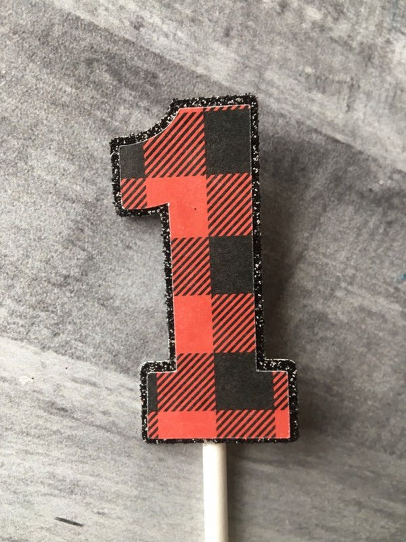 Buffalo Plaid One Cupcake Toppers, Lumberjack First Birthday Decoration ...