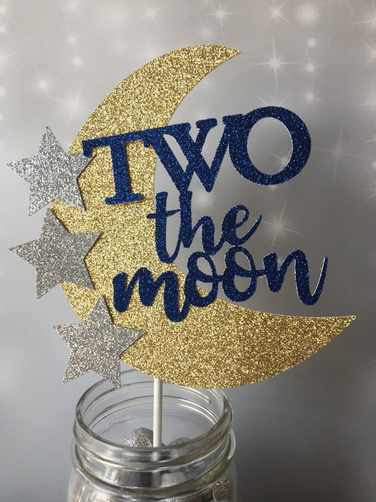 Two the Moon Birthday Cake Topper Second Birthday Decoration | Etsy