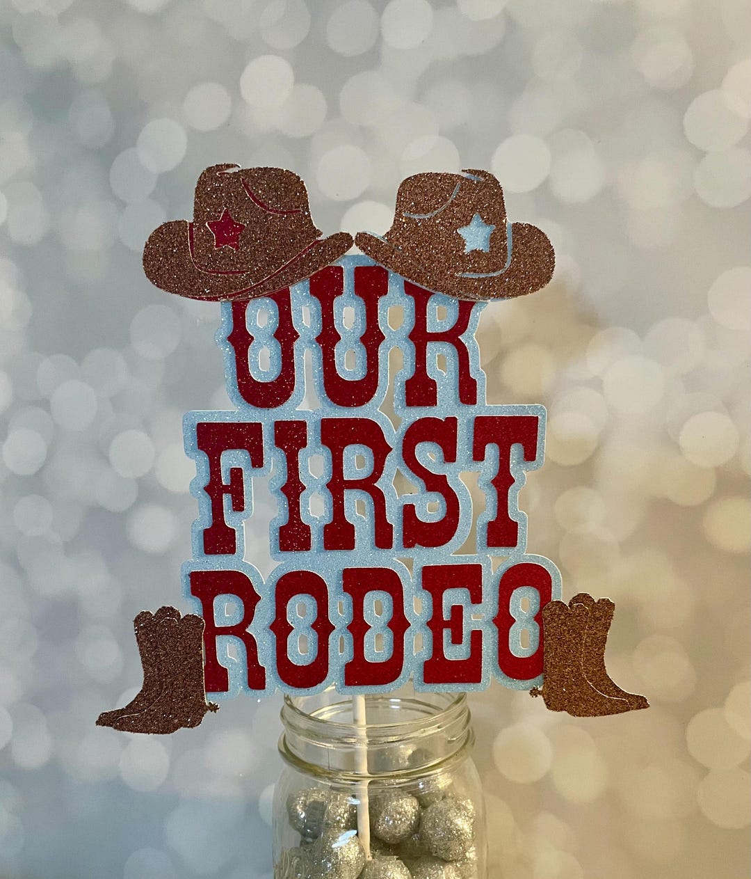 Our First Rodeo Cake Topper, Twin 1st Rodeo Birthday Theme, Cowgirl ...