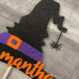 Witch Hat Cake Topper, Personalized Custom Halloween Birthday, Spooky One, Two Spooky, Happy ...