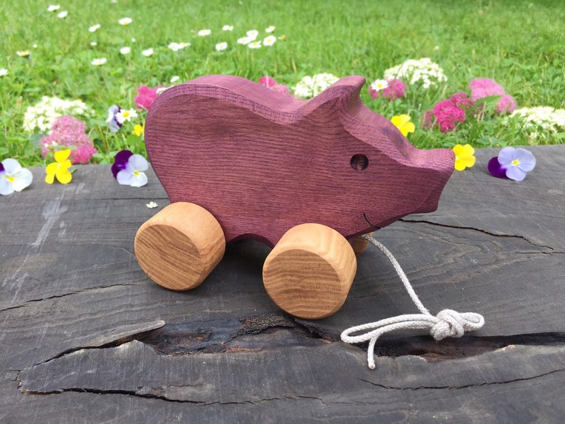 Big Toy Wooden Pig Pull Along Toy Kids gift Baby gift | Etsy