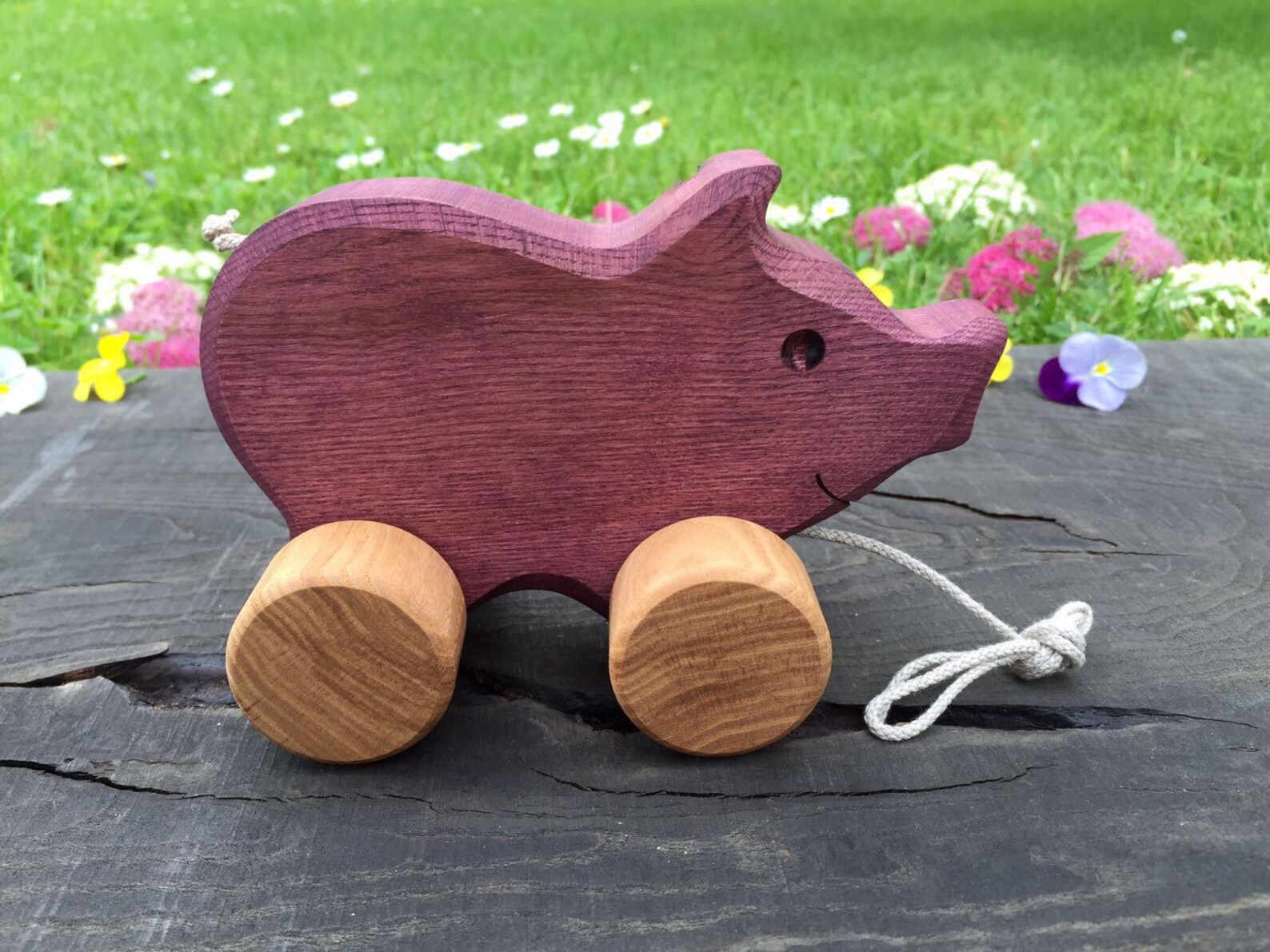 Big Toy Wooden Pig Pull Along Toy Kids gift Baby gift | Etsy