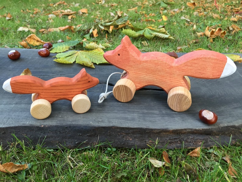 Big Wooden Toy Fox, Pull Along Toy,baby Toys,christmas Gifts,birthday ...