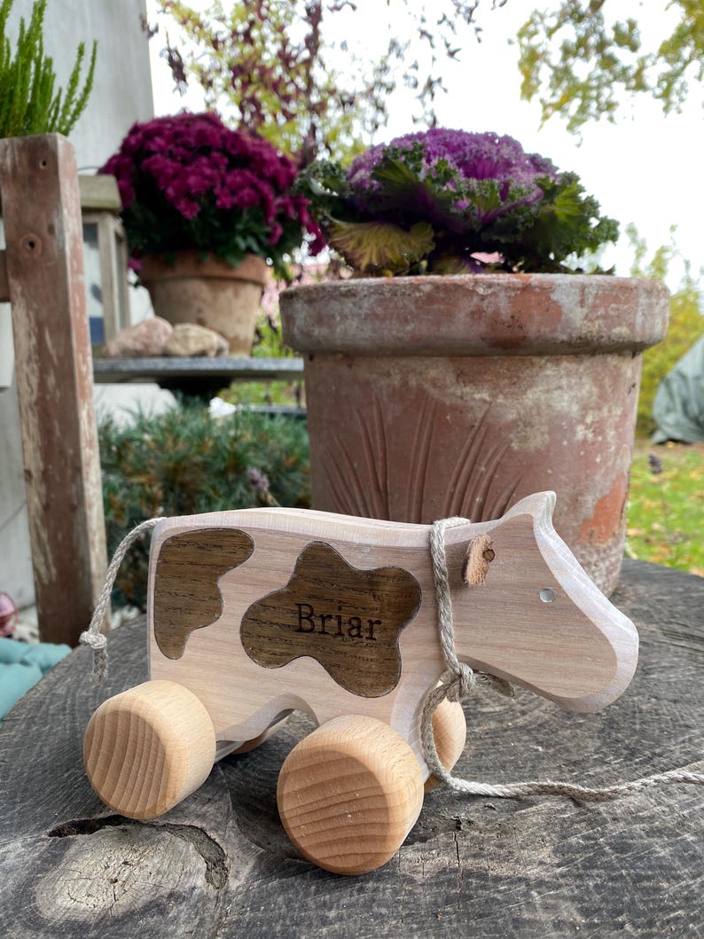 Big Wooden Toy Cow,pull Along Toy,birthday Gift,christmas Gift,gifts ...