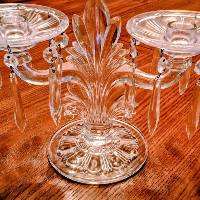 Vintage Glass Candelabras - Etsy