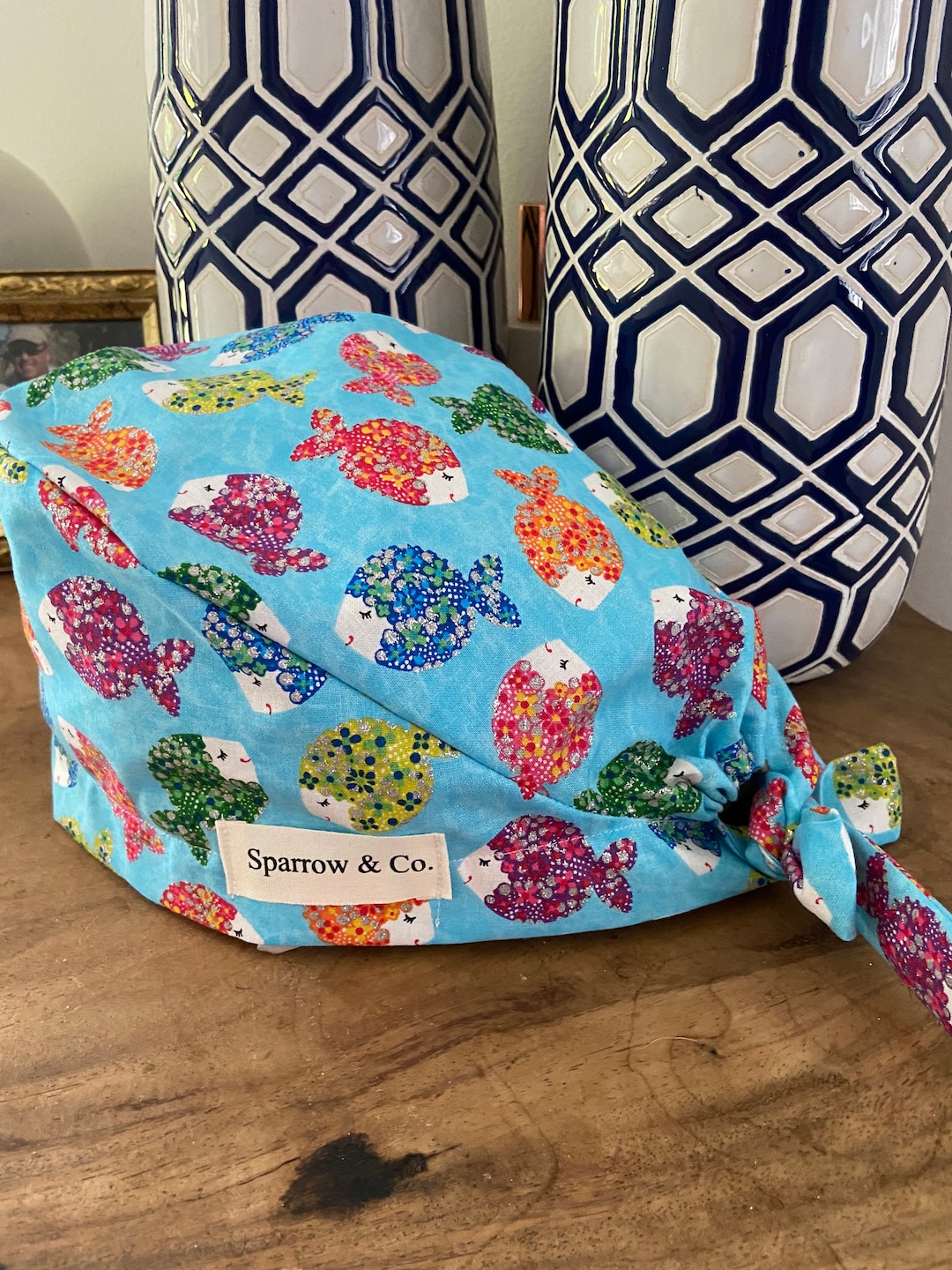 Rainbow Fish Scrub Cap Unisex Hat Handmade in Brisbane. Durag, Nurse ...