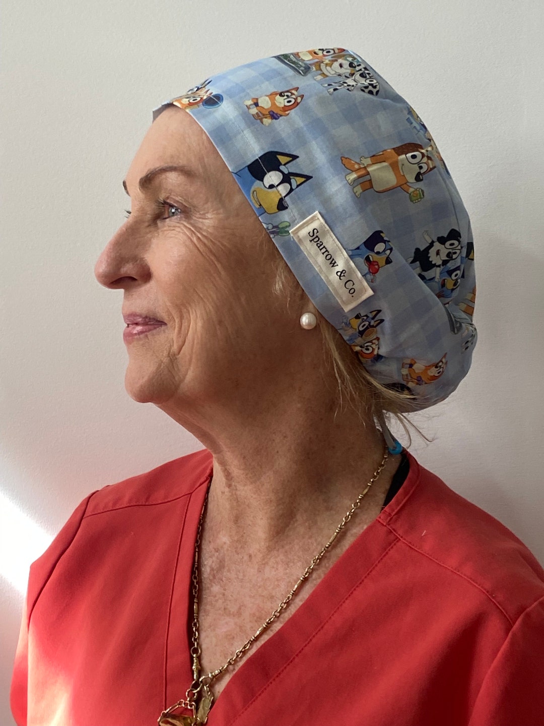 Bluey Scrub Hats, Caps, Euro Style With Toggle. Long Hair, Great Gifts ...