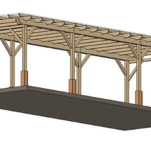 Covered Pergola Plans 12'x32' (8 Post) Build DIY Outside Patio Wood ...