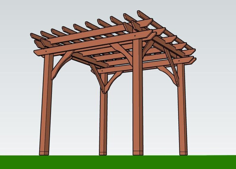 10'x10' Pergola Plans 10ft X 10ft DIY Build, Outside Deck, Patio, Wood ...