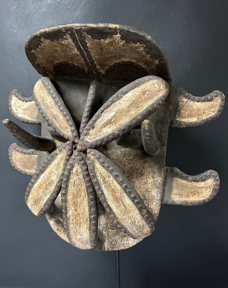 African Art Tribal Art Very Large Bete Mask From Ivory Coast With Metal ...