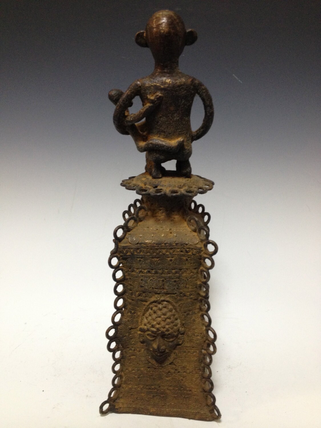 African Bronze Tribal Art Benin Bronze Bell With Statue From Nigeria - Etsy