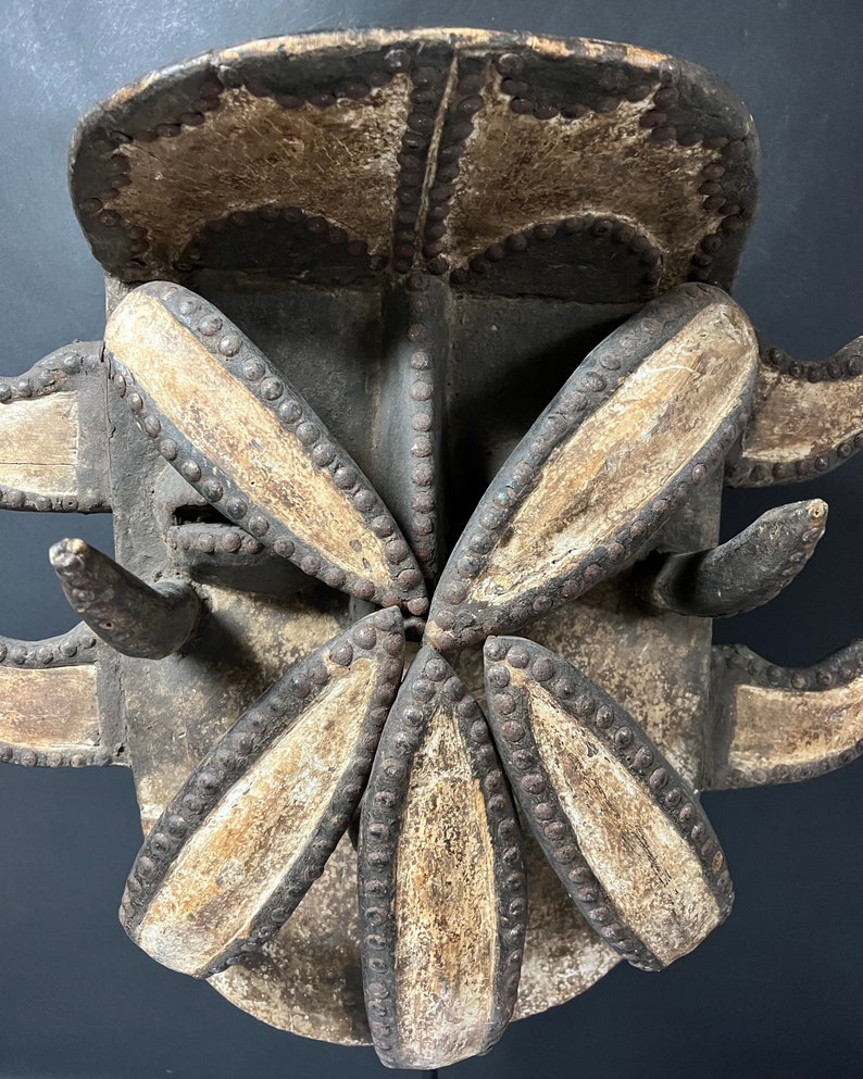 African Art Tribal Art Very Large Bete Mask From Ivory Coast With Metal ...