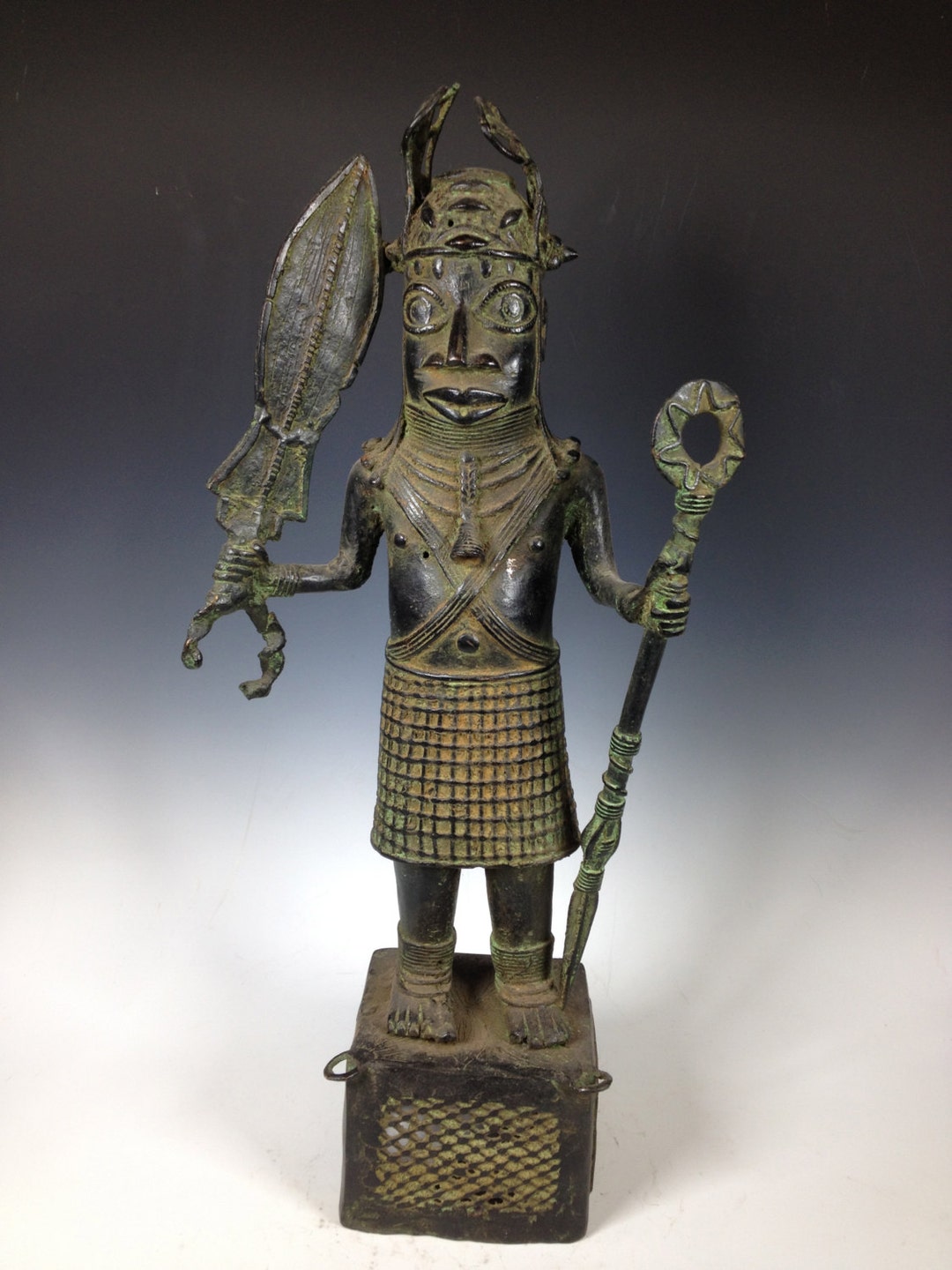 African Art Tribal Art Benin Bronze Warrior Statue From Nigeria - Etsy
