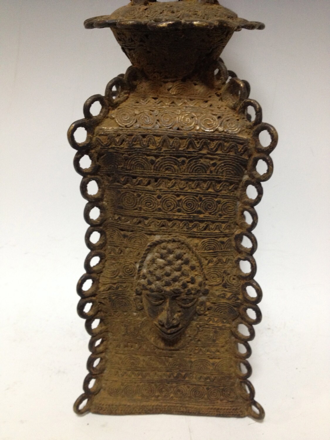 African Bronze Tribal Art Benin Bronze Bell With Statue From Nigeria - Etsy