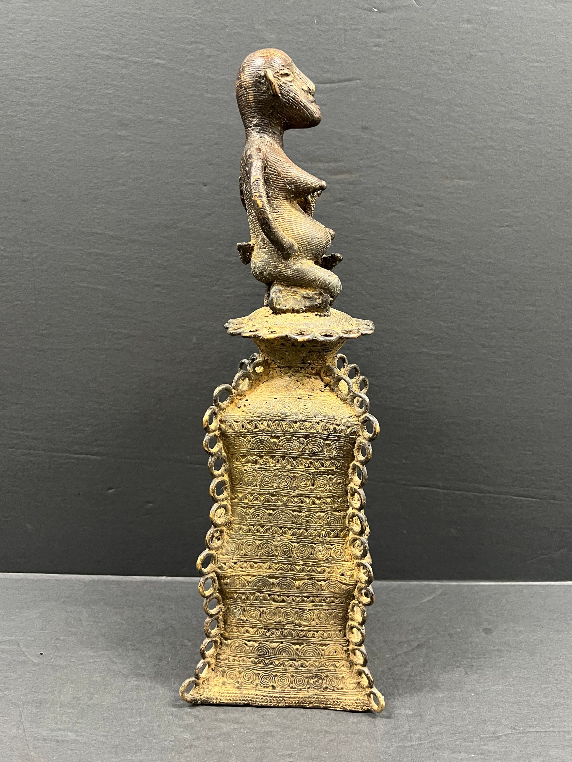 African Bronze Tribal Art Benin Bronze Bell With Statue From Nigeria - Etsy