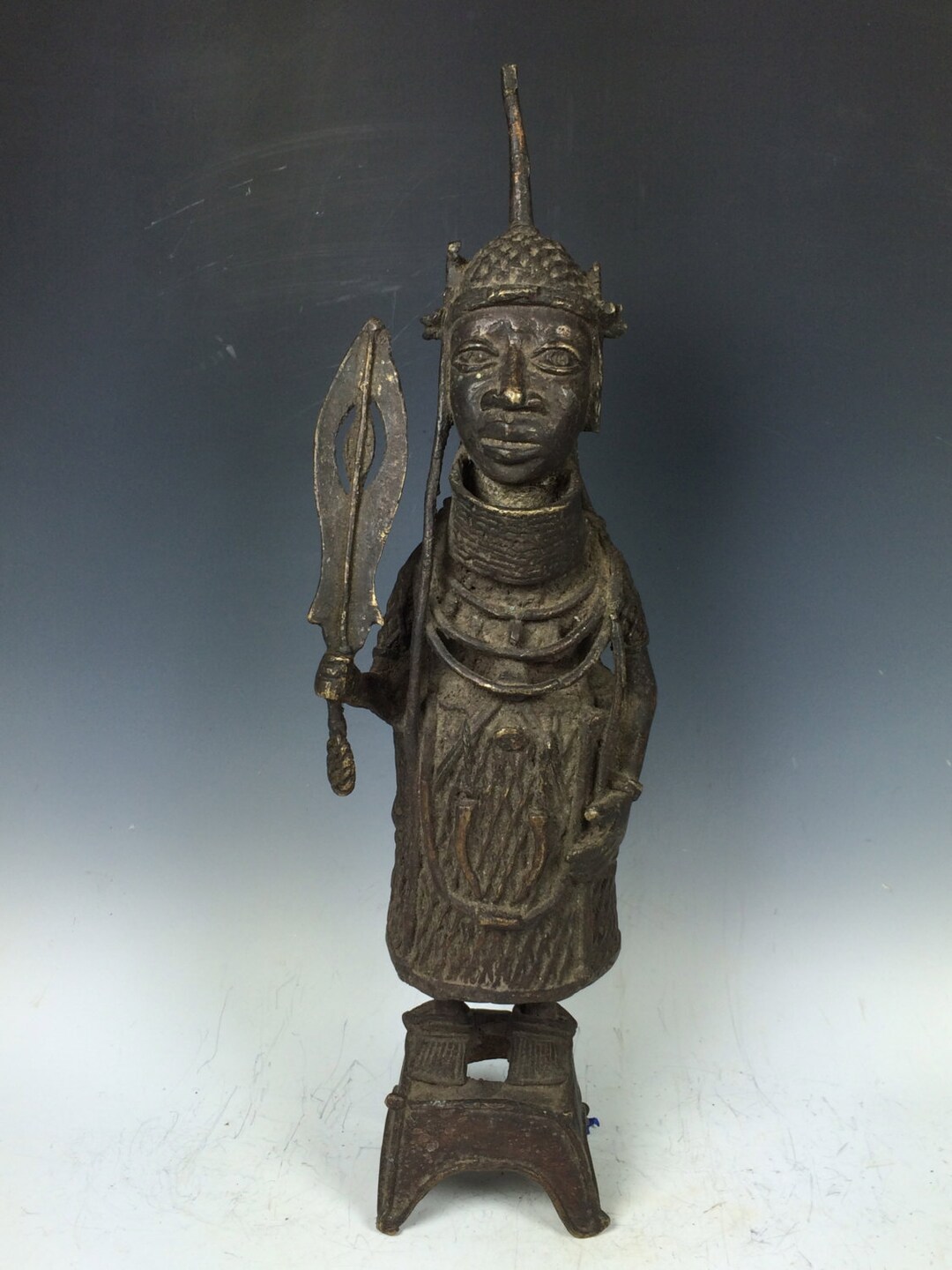African Benin Bronze Warrior Statue From Nigeria - Etsy