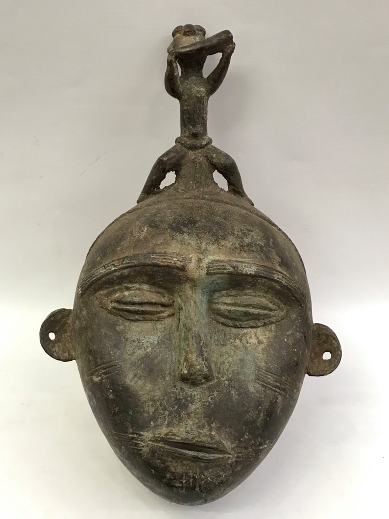 African Art Tribal Art Chad Bonze Mask with Statue From | Etsy