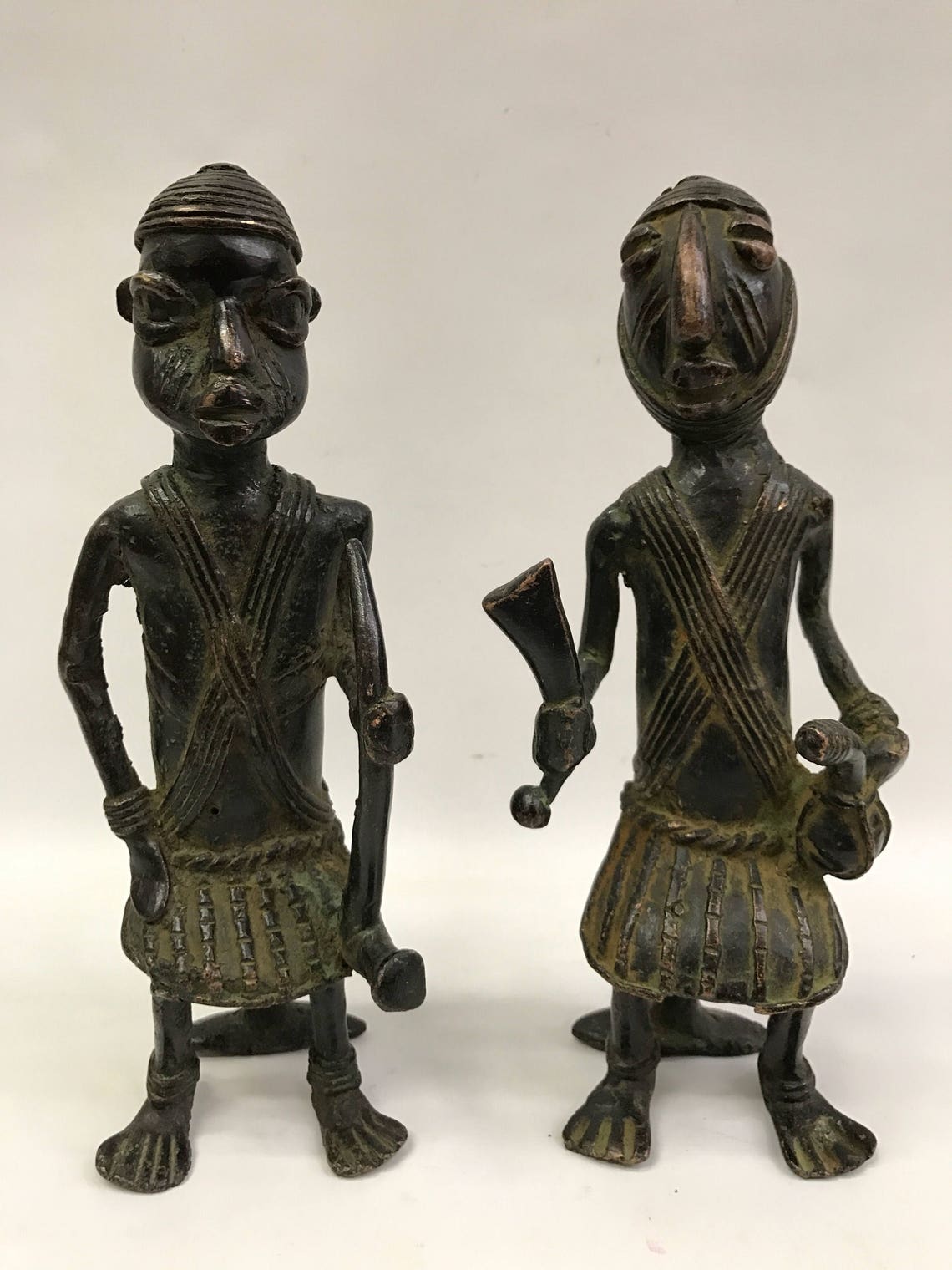 African Pair of Bronze Chad Statue From Chad | Etsy