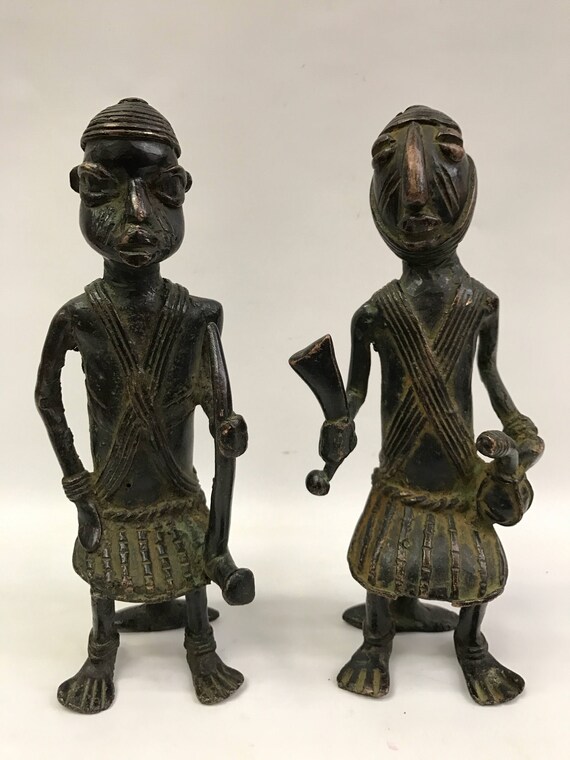 African Pair of Bronze Chad Statue From Chad | Etsy