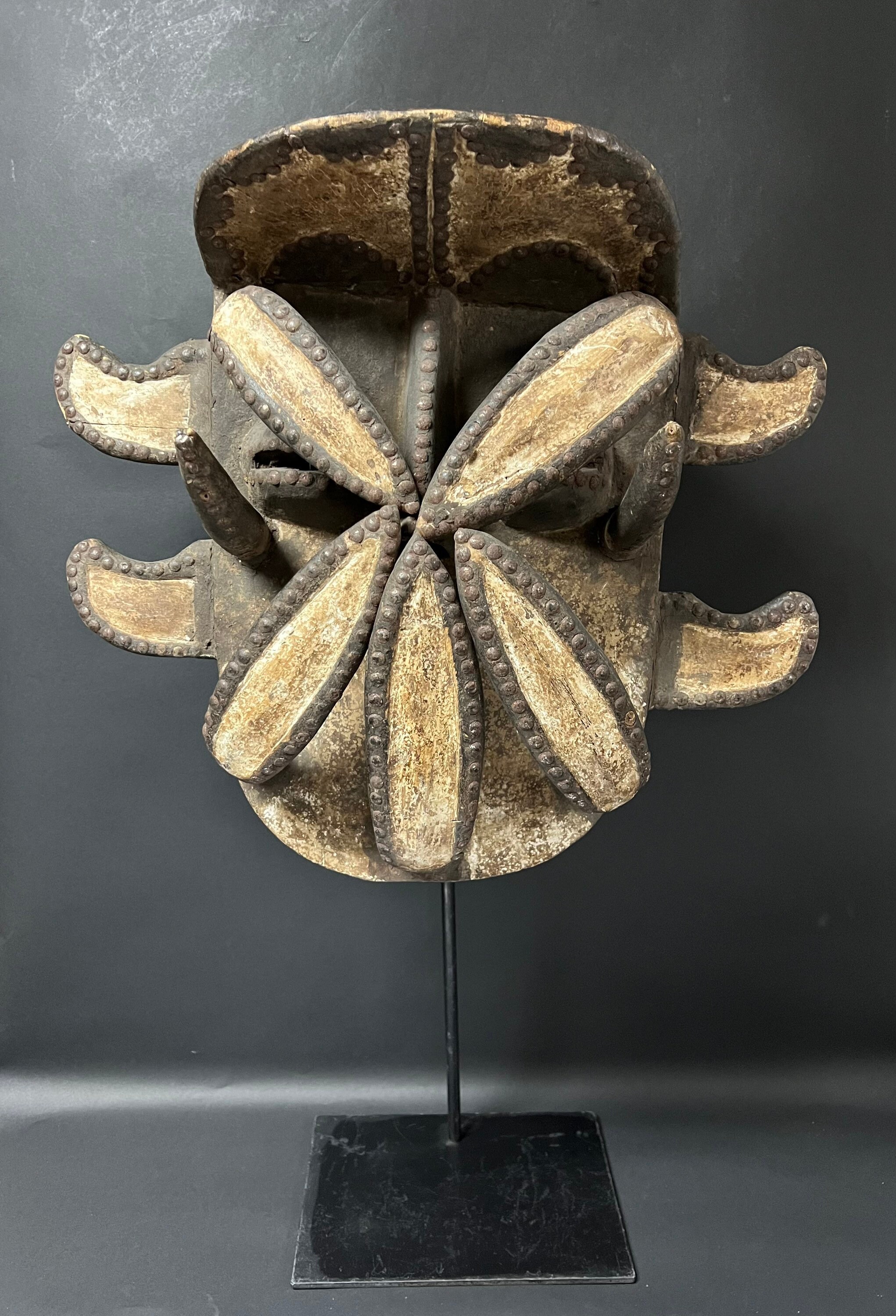 African Art Tribal Art Very Large Bete Mask From Ivory Coast With Metal ...