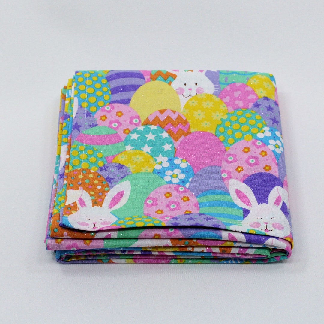 Easter Table Topper, Bunnies, Eggs, Fine Silver Glitter, One Layer of ...