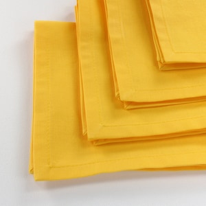 Sunny Yellow Cloth Lunch Napkins, Solid Color Cotton Fabric, 12x12 Inch ...