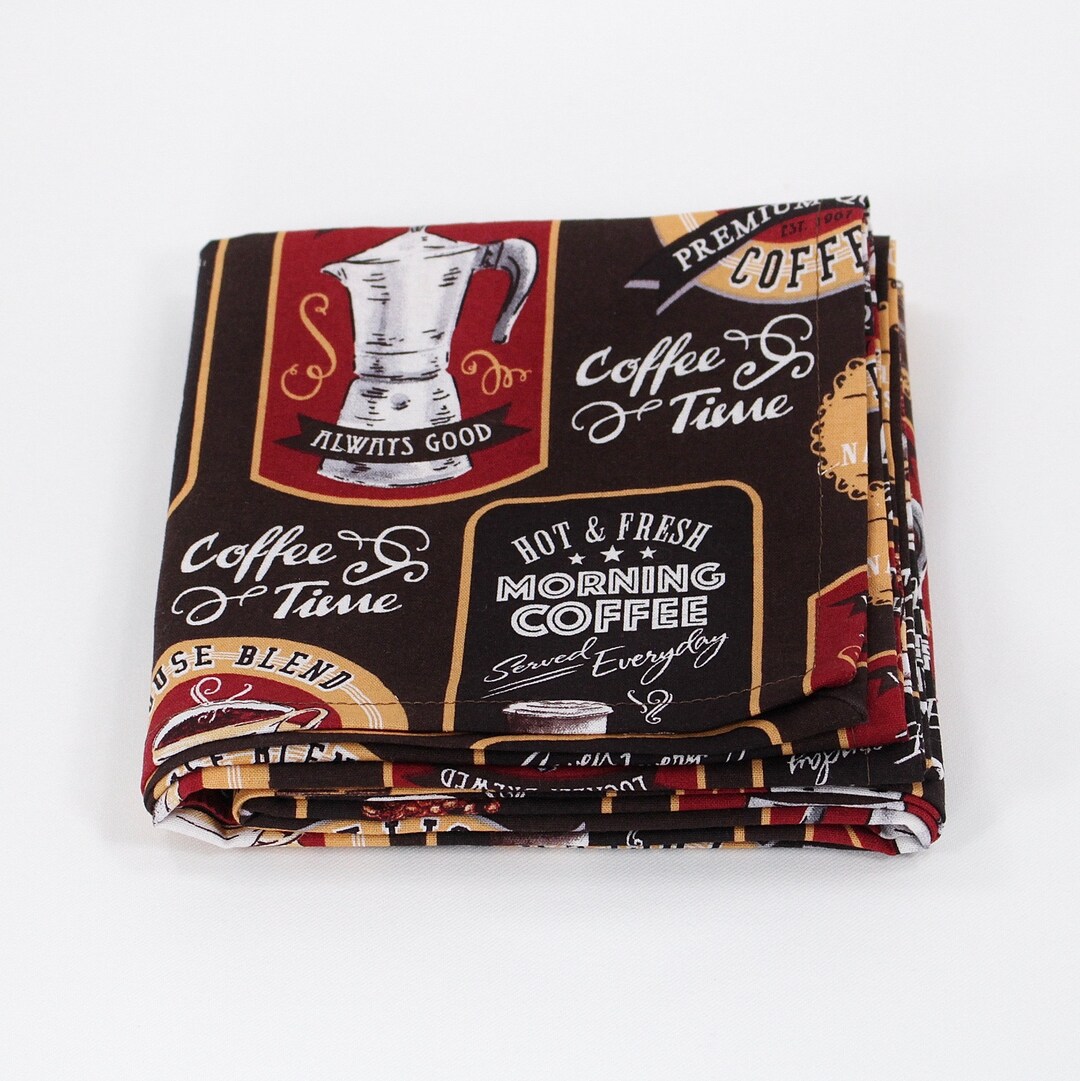 Coffee Square Table Topper, Coffee Decor, One Layer of Hemmed Cotton ...