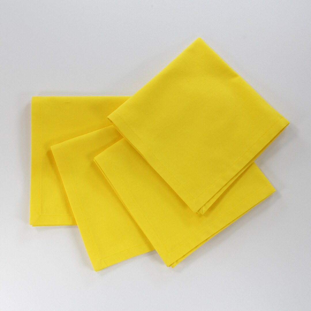 Lemon Yellow Cloth Napkins, Cotton Fabric, 12x12 Inches, Set of 4 - Etsy