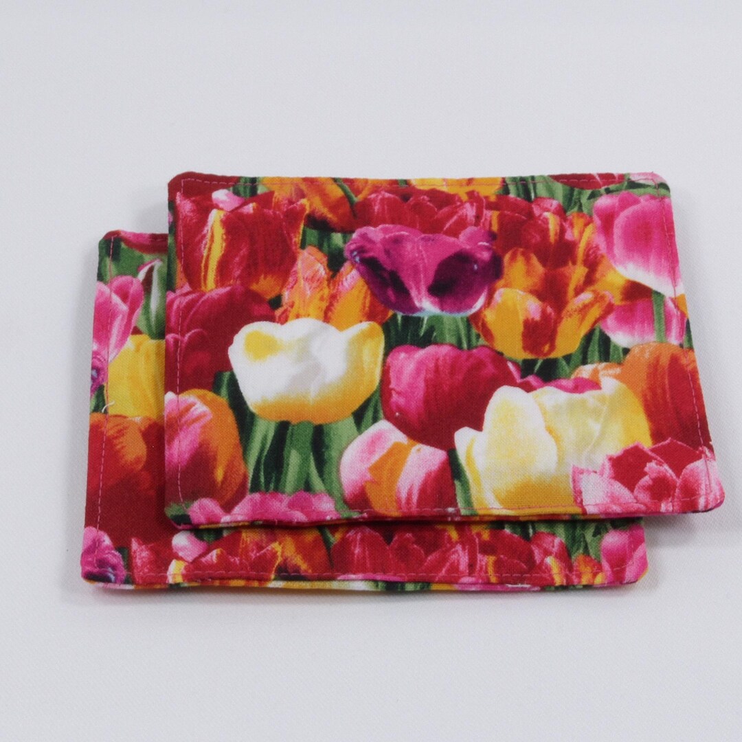 Spring Tulip Fabric Coasters, Set of 2, Hc84 - Etsy