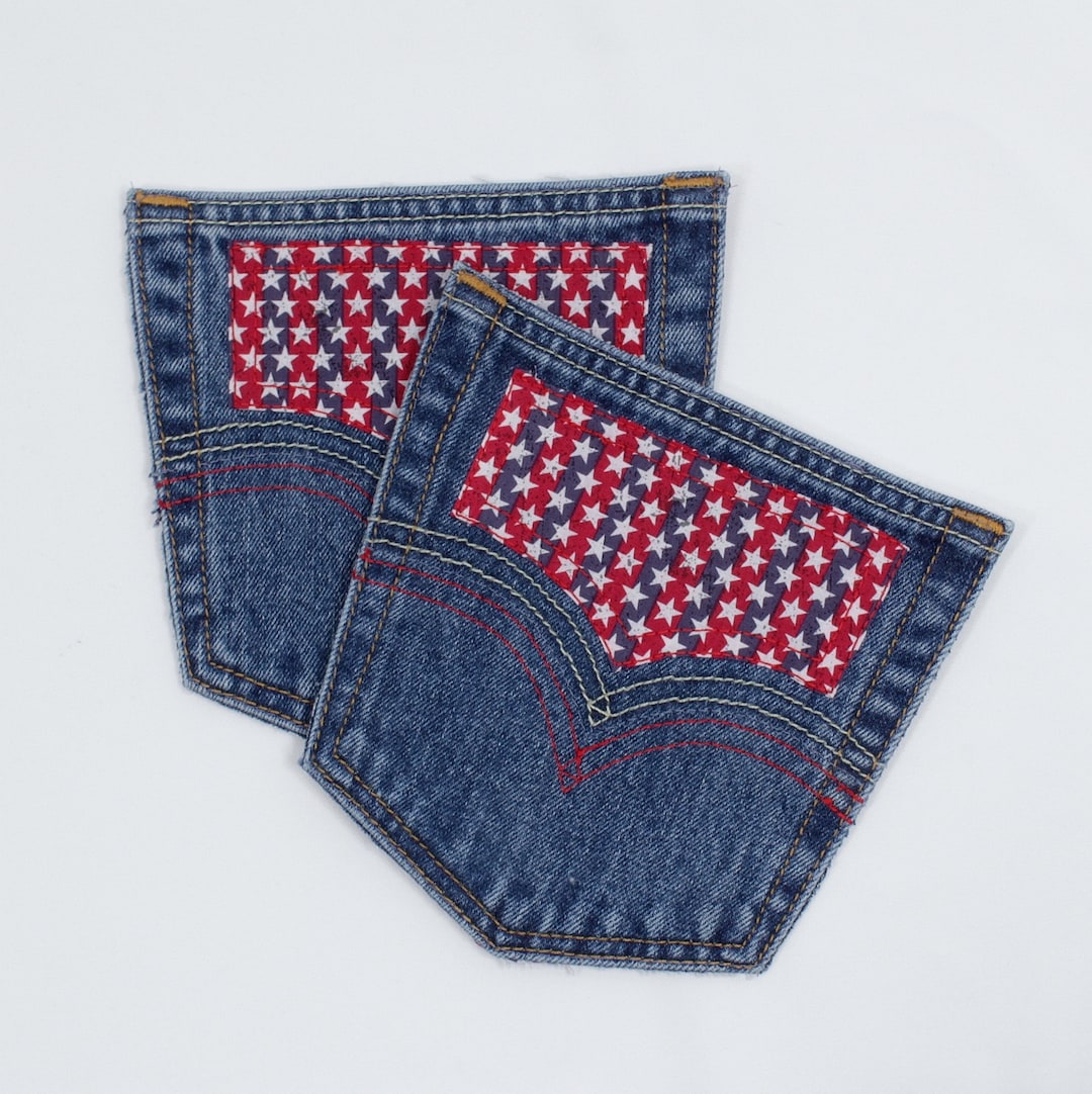 Denim Pocket Coasters, Patriotic Theme, Stars and Stripes, Denim Decor ...