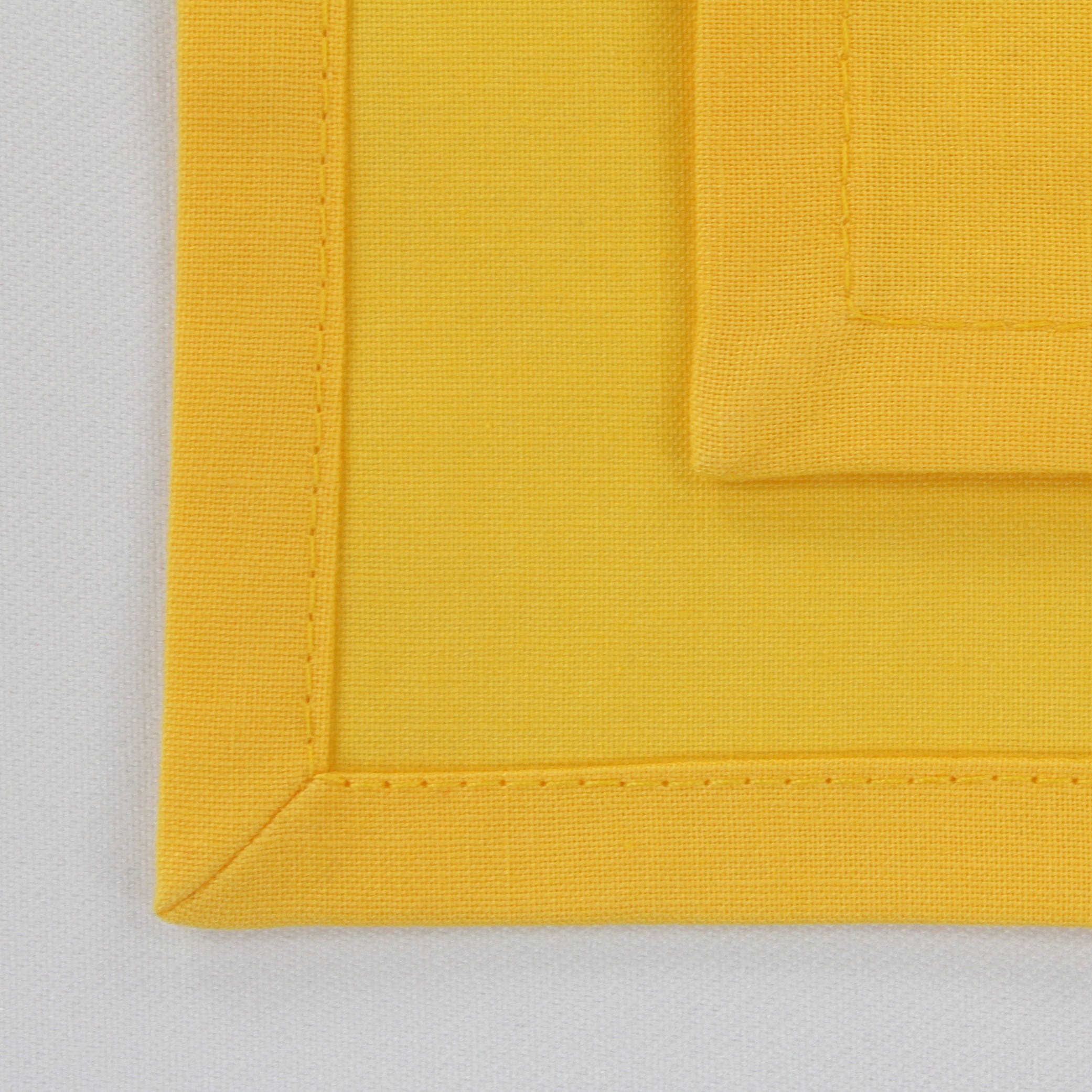 Sunny Yellow Cloth Lunch Napkins, Solid Color Cotton Fabric, 12x12 Inch ...