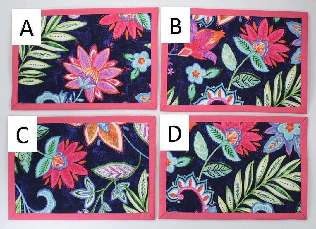 Quilted Floral Mug Rug, Tropical Flower Theme, 7x10 Inches - Etsy New ...