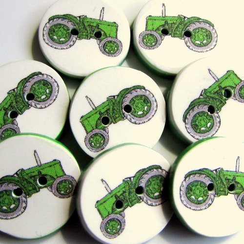Tractor Buttons Green Tractors Handmade Buttons 18mm - Etsy
