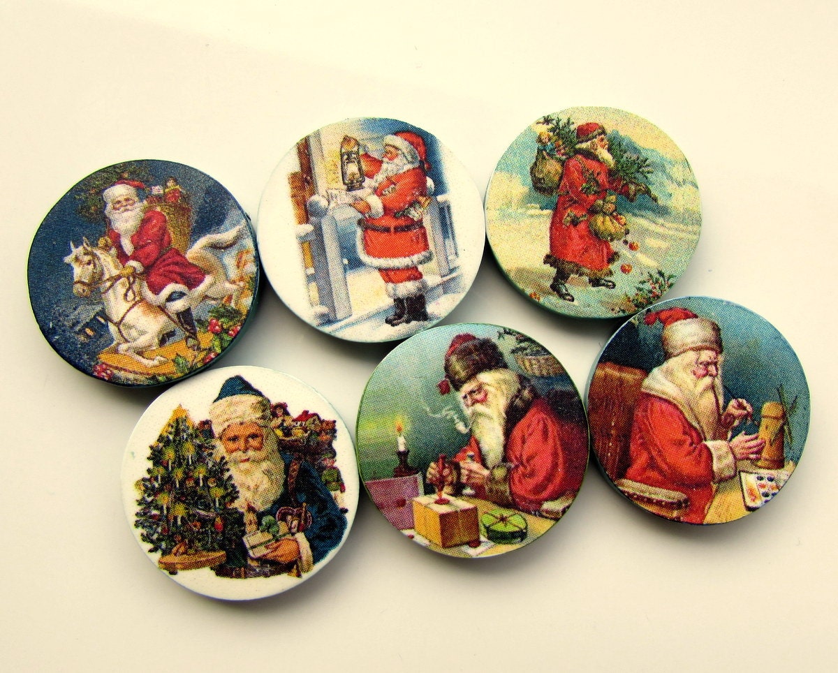 Santa Buttons Christmas Buttons Christmas Tokens 1 - Etsy