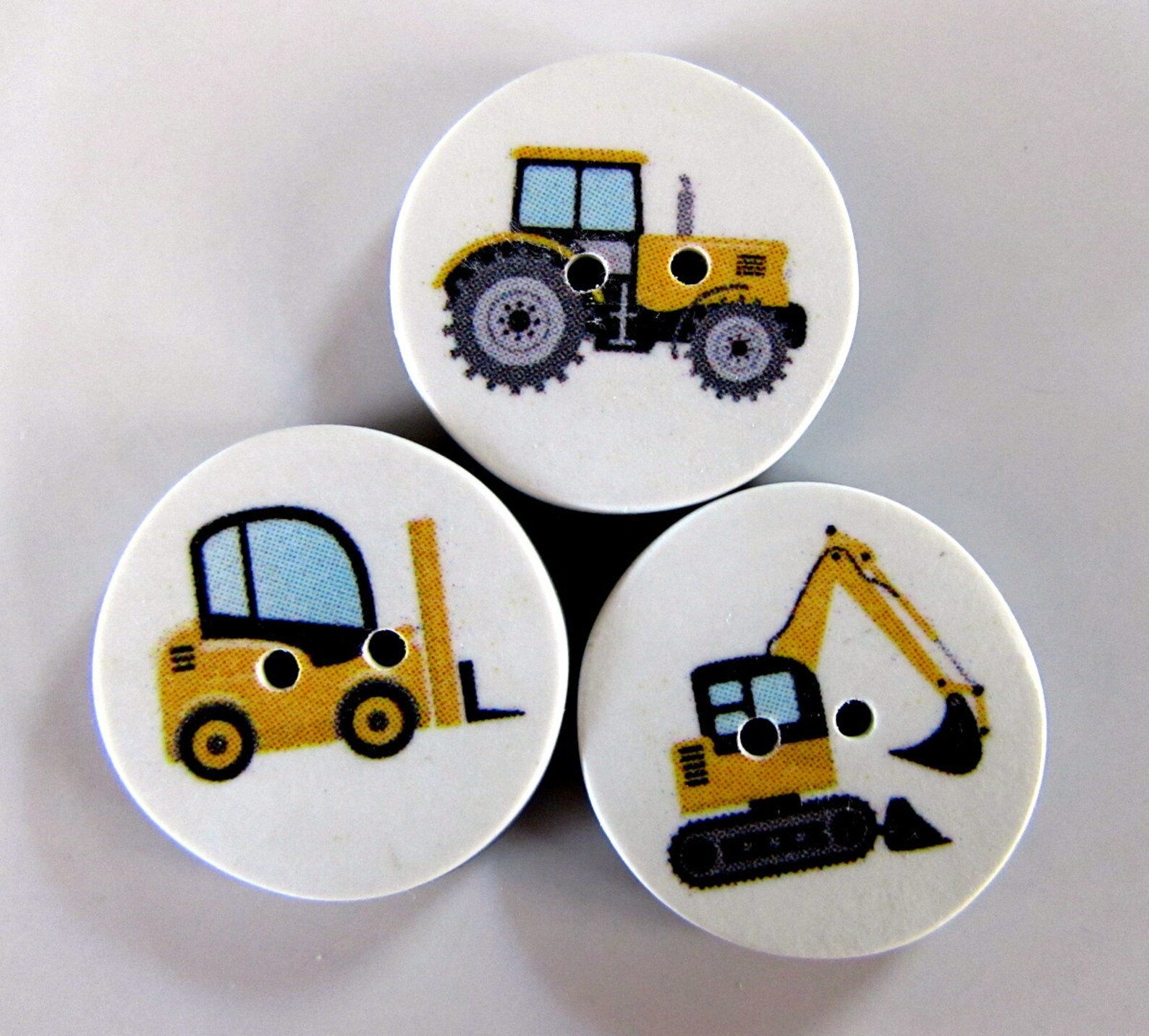 Tractor Buttons - Digger Buttons - Truck Buttons - 18mm - Boy Buttons ...